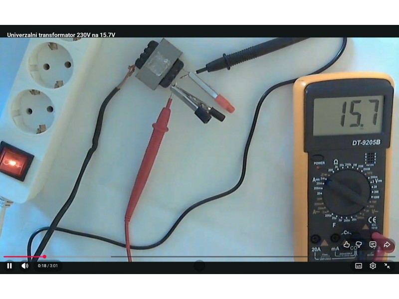 Univerzalni transformator 230V na 15,7V u radu