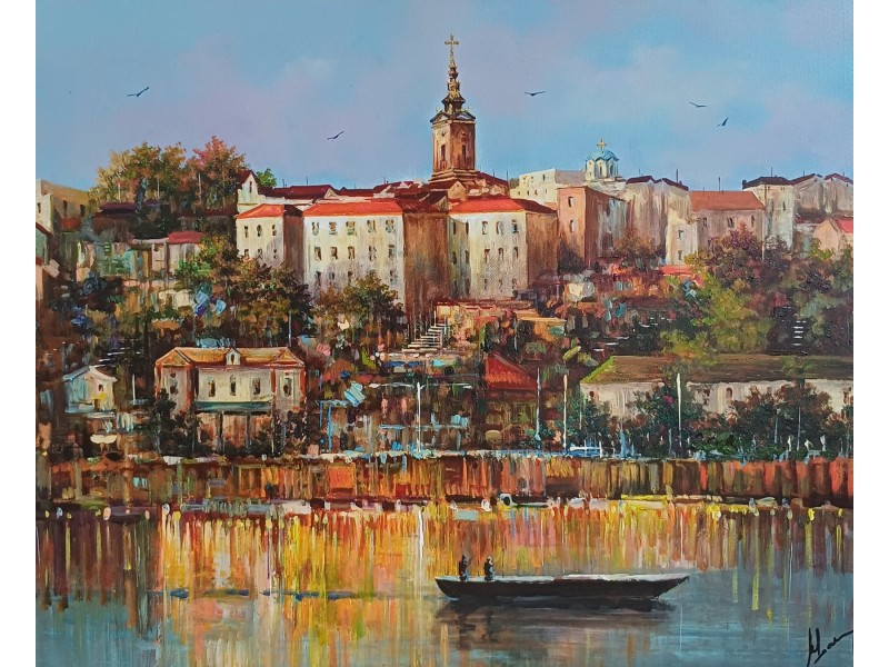 "BEOGRAD "-AKRIL NA PLATNU 40 X 50 CM