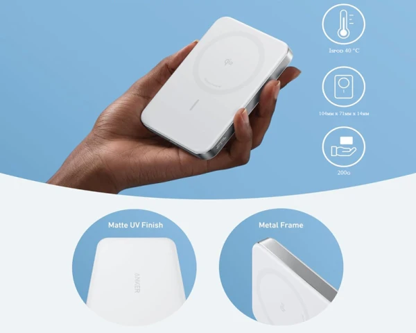 ANKER MagGo magnetno bežični power bank, beli 10000mAh, 15W