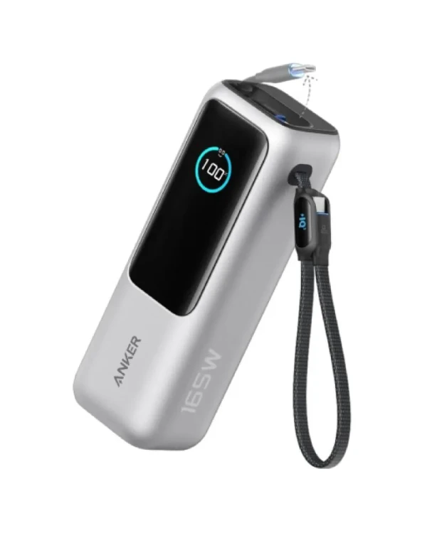 ANKER Power Bank sa ugrađenim USB-C kablom na izvlačenje, 25000mAh, 165W srebrni