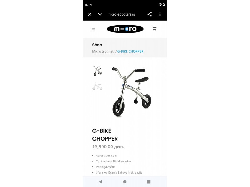 Micro G-Bike Chopper balans bicikl