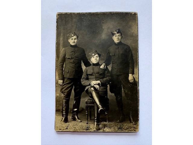 Fotografija 3 srpska vojnika sa posvetom iz Rusije 1919