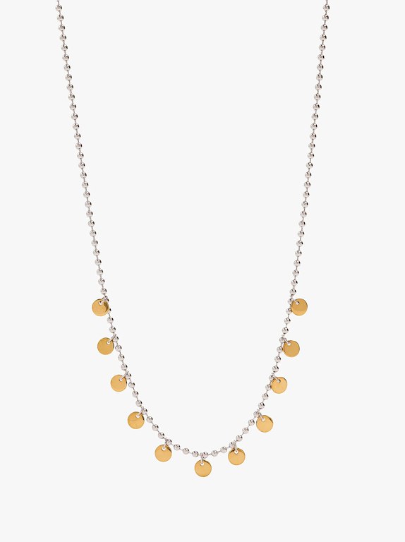 BICOLOR NECKLACE WITH MEDALS - STAINLESS STEEL