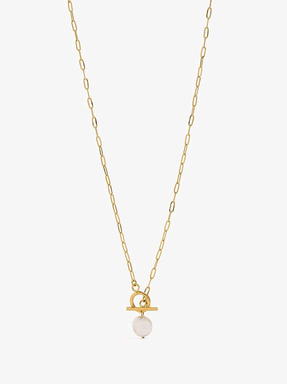 NECKLACE WITH PEARL - STAINLESS STEEL