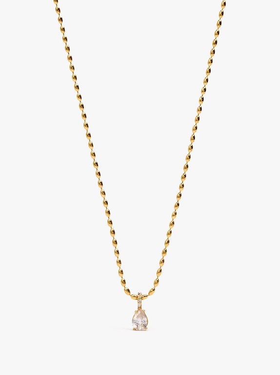 NECKLACE WITH CRYSTAL PENDANT - STAINLESS STEEL