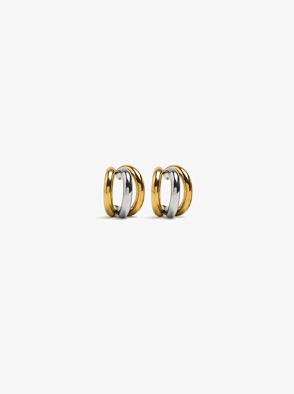 BICOLOR HOOP EARRINGS WITH TRIPLE EFFECT - STAINLESS STEEL