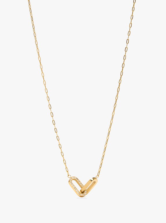 SHORT NECKLACE WITH CROSSED HOOPS - STAINLESS STEEL