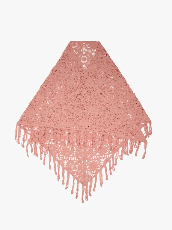 FLORAL SHAWL WITH COTTON CROCHET