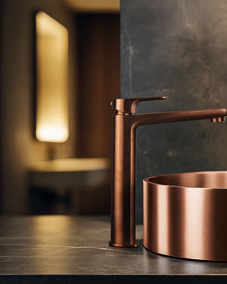 Baterija za lavabo E500 bakar visoka