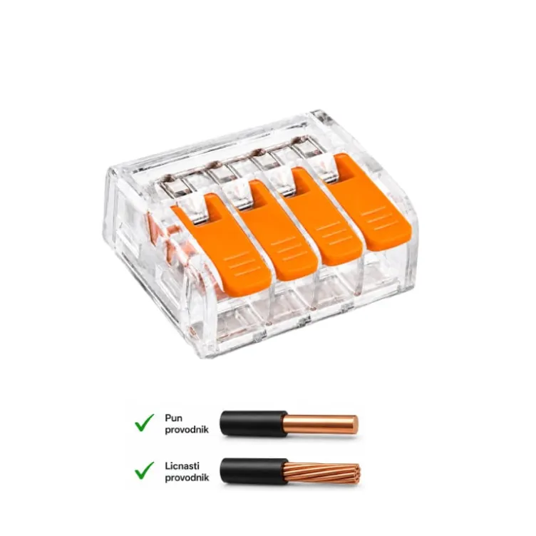 Bezvijačna spojnica-klemna, 4P 0.2-2.5mm2 450V/32A