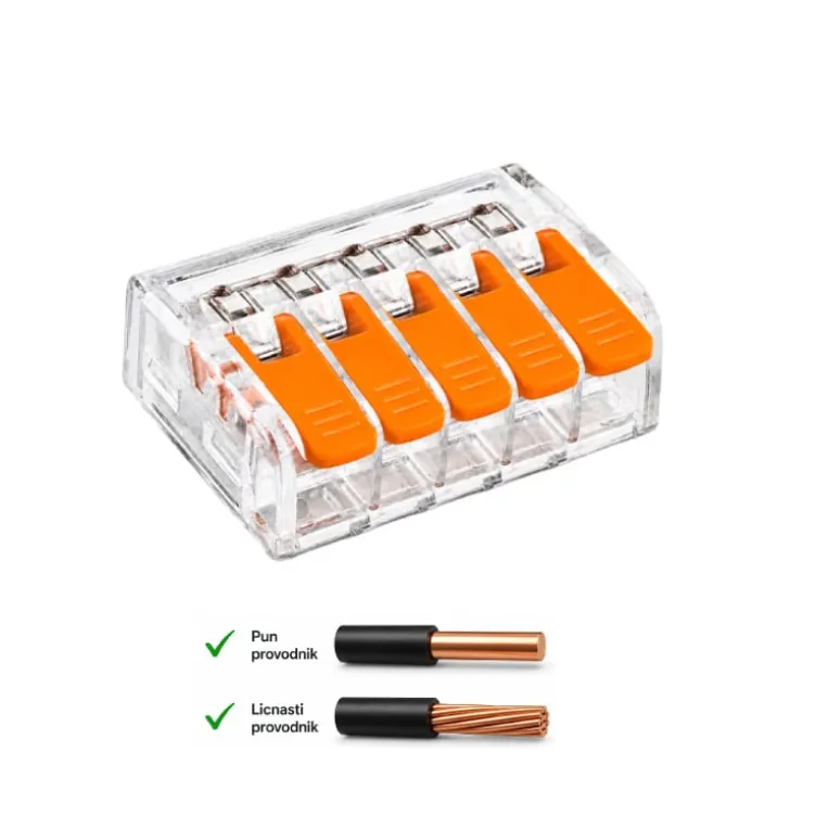 Bezvijačna spojnica-klemna, 5P 0.2-2.5mm2 450V/32A