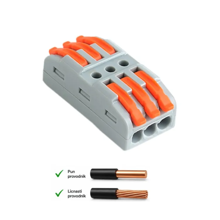 Bezvij. spojnica-klemna, 3P/3P 0.2-4mm2 450V/32A
