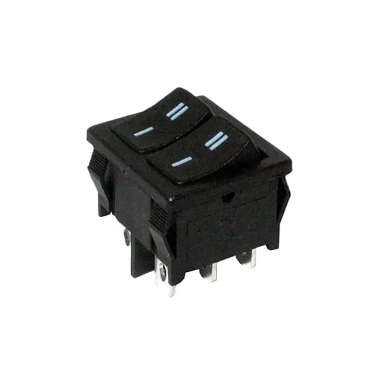Dupli crni prekidač 21x22mm 2pola/6pinova
