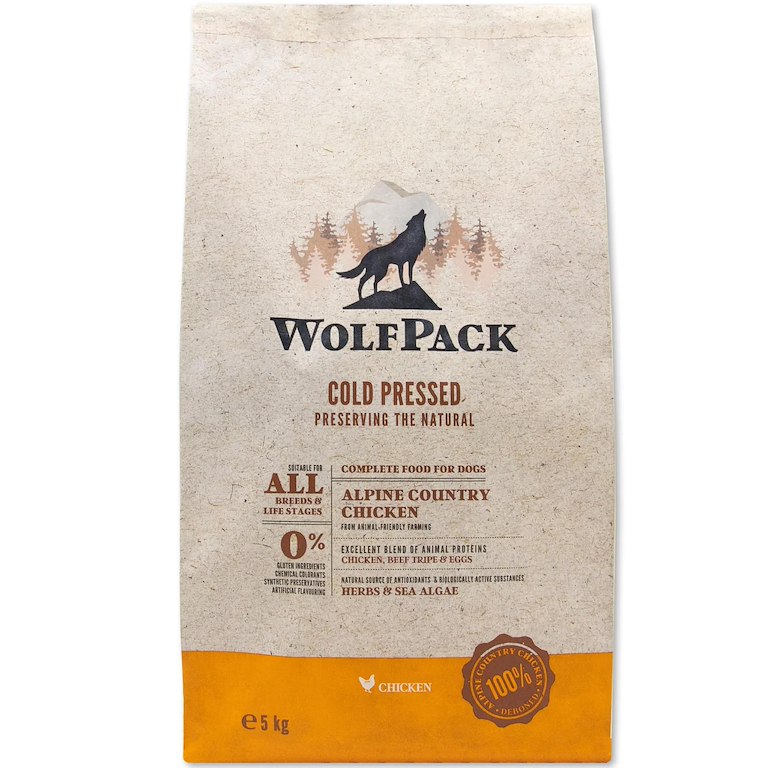 WOLFPACK Alpine Country piletina, hladno presovana hrana za pse