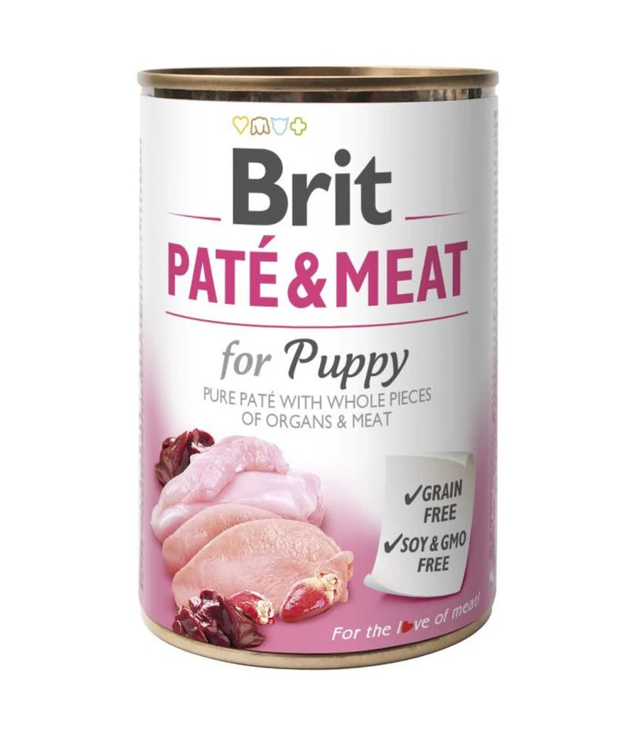 BRIT Pat & Meat PUPPY, s komadićima piletine u pašteti, bez žitarica