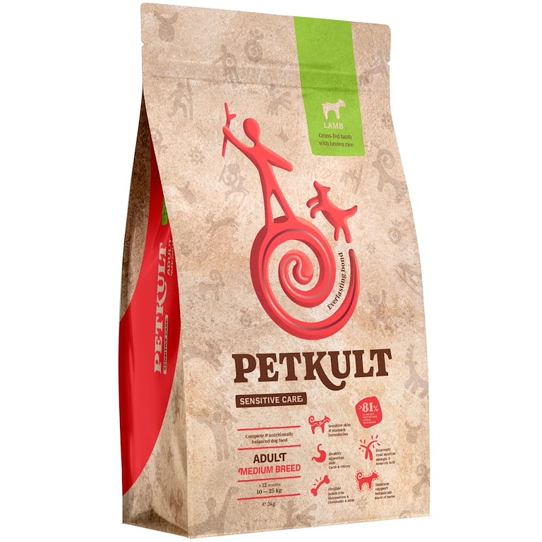 PETKULT Sensitive, jagnjetina s pirinčem, Adult Medium