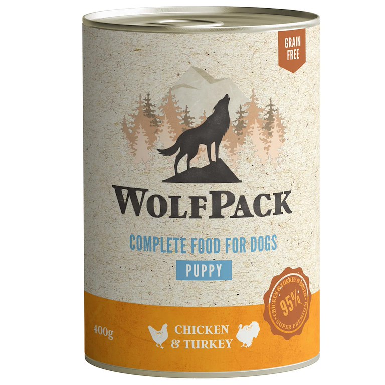 WOLFPACK PUPPY piletina i ćuretina, bez žitarica, 400g