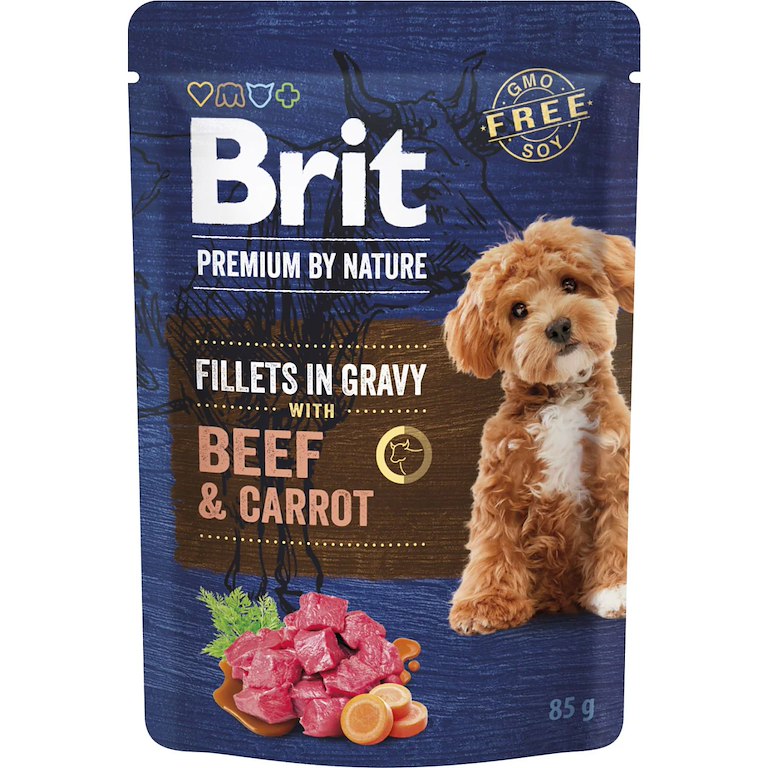 BRIT PREMIUM by Nature, fileti u sosu za pse, s govedinom i šargarepom, 85g