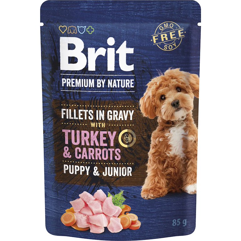 BRIT PREMIUM by Nature, fileti u sosu za PUPPY&JUNIOR, s ćuretinom, 85g