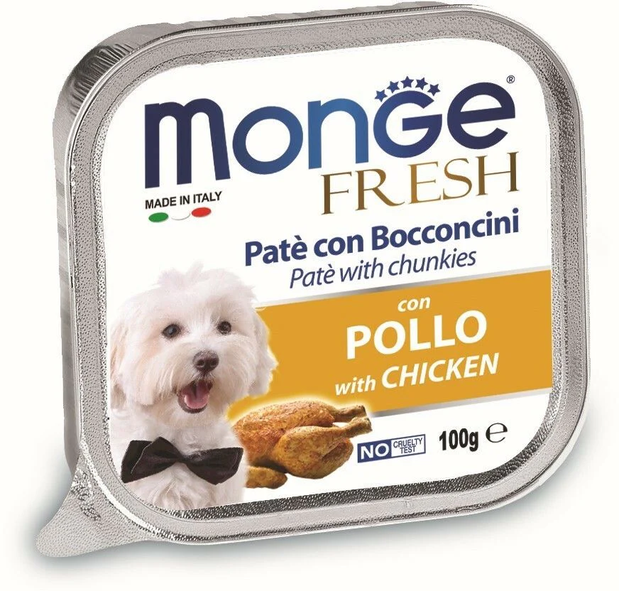 MONGE Fresh Pašteta za pse, s komadićima piletine, 100g