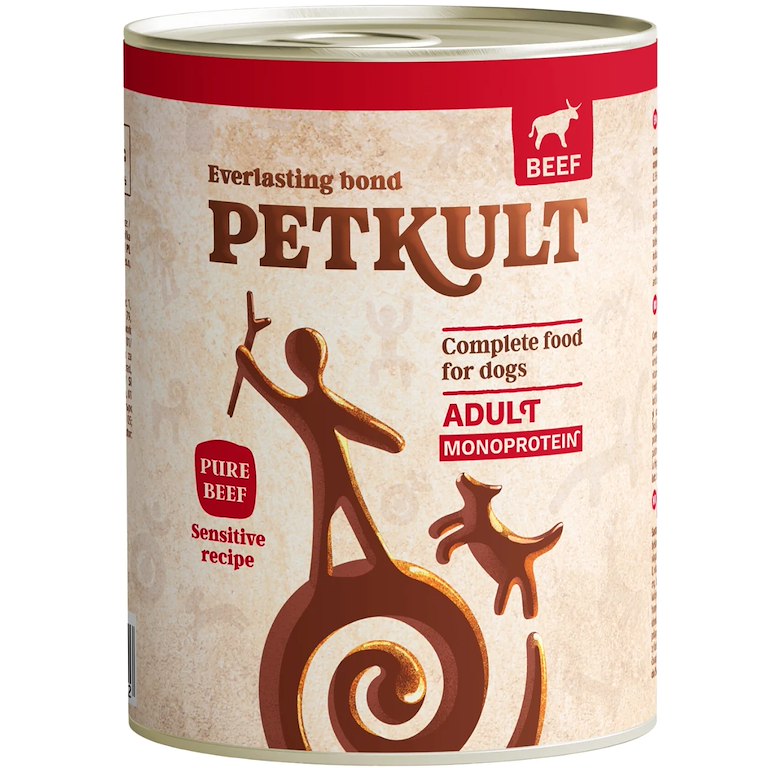 PETKULT mesni komadići, Monoprotein Sensitive govedina, bez žitarica, 800g