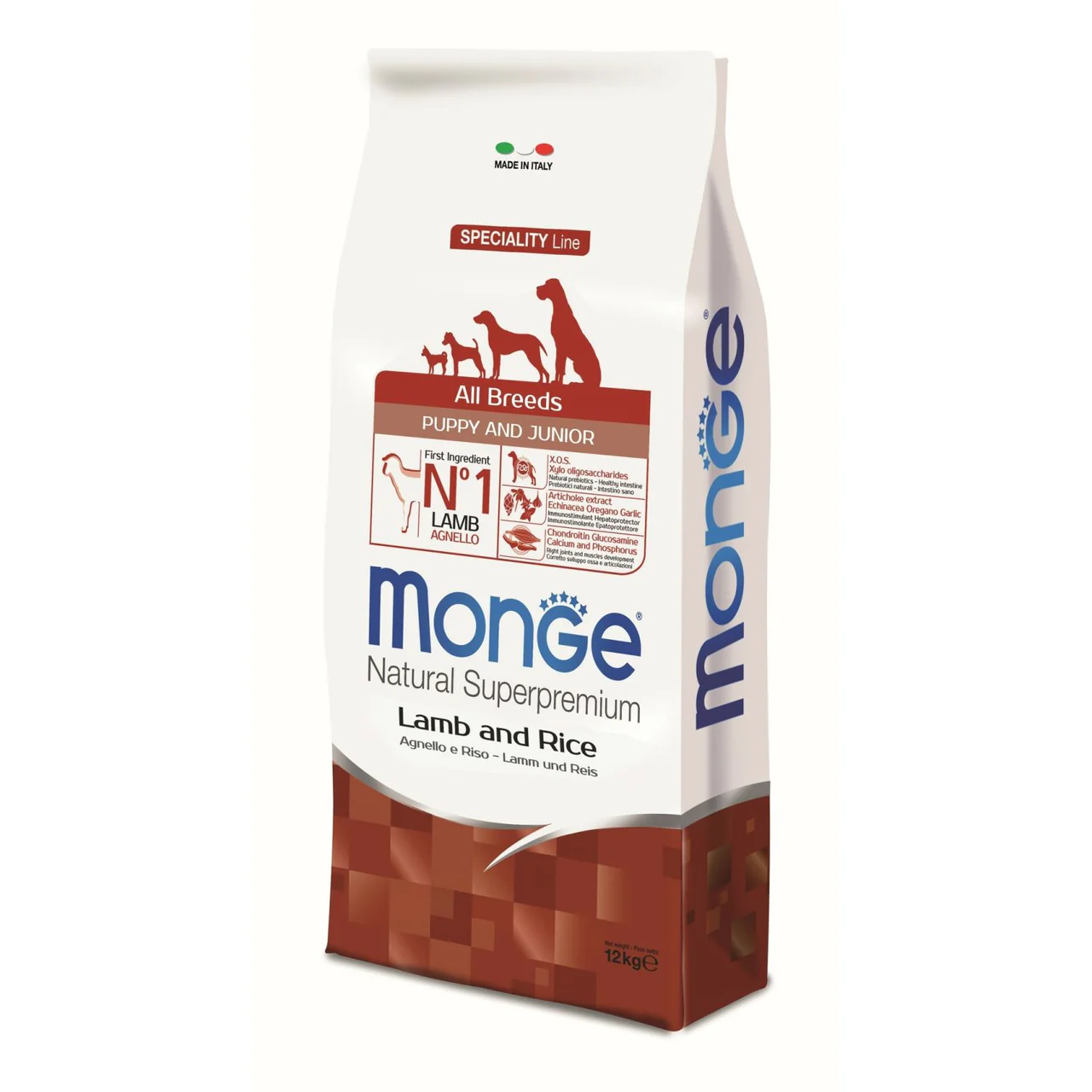 MONGE Hrana za sve rase pasa PUPPY, Jagnjetina i pirinač, 12kg