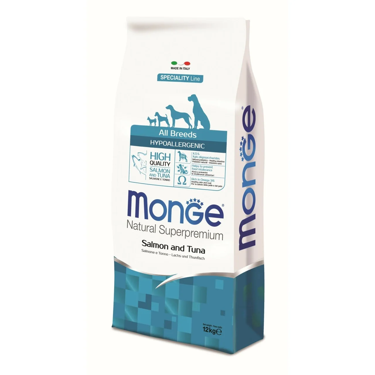 MONGE Hrana za odrasle pse svih rasa, Hypoallergenic, Losos i tunjevina, 12kg