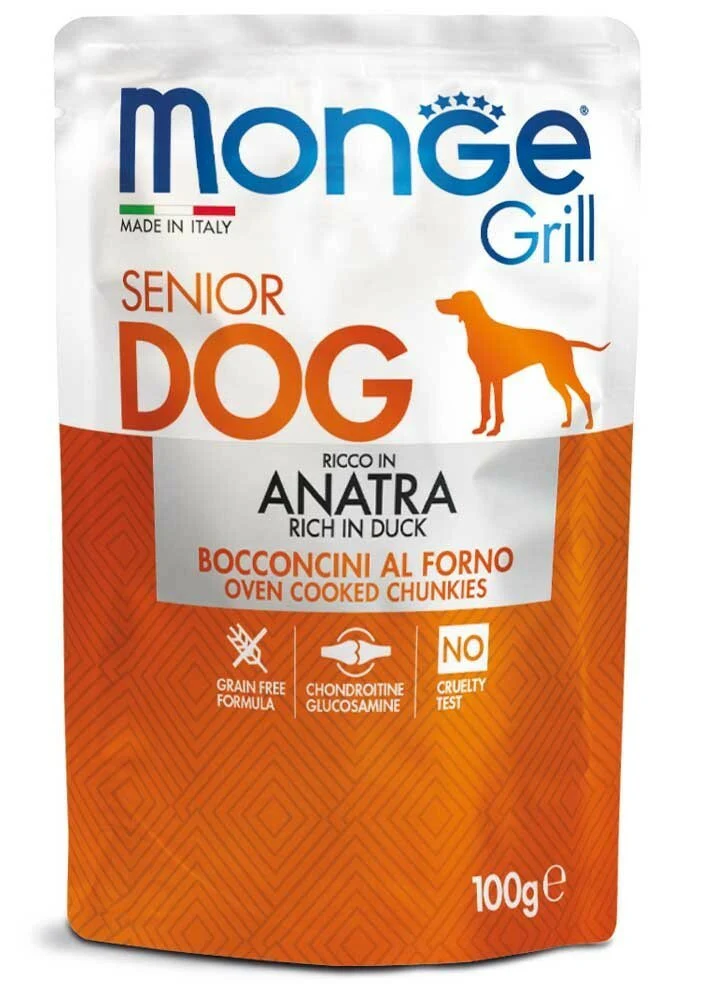 MONGE Grill Sos za starije pse SENIOR, Pačetina, 100g