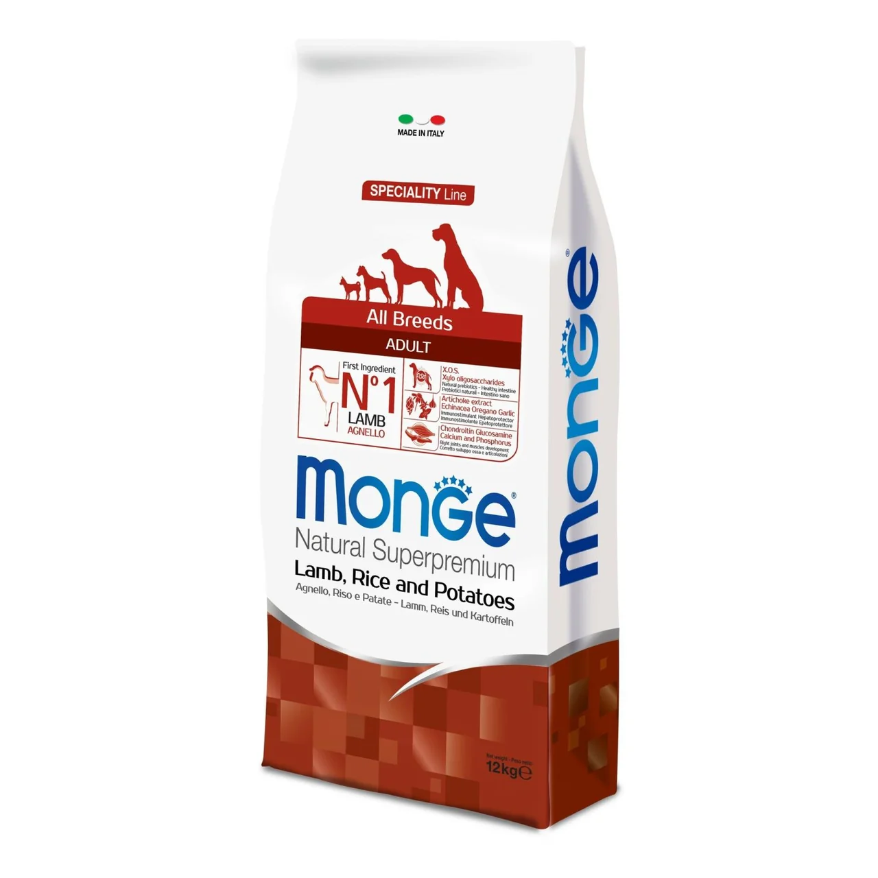 MONGE Hrana za sve rase pasa Monoprotein, Jagnjetina,pirinač i krompir, 12kg