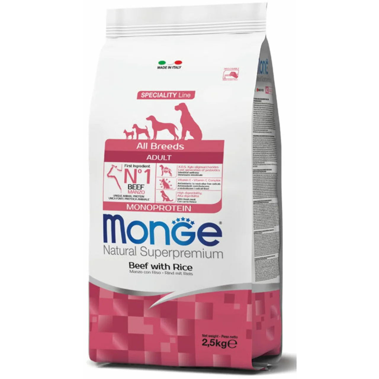 MONGE Hrana za odrasle pse svih rasa, Govedina, 2,5kg