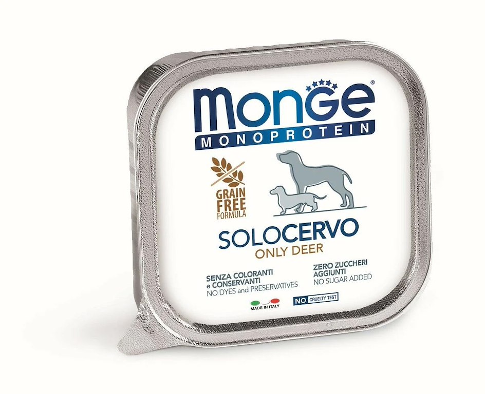 MONGE Solo Pašteta za pse, Jelen, 150g