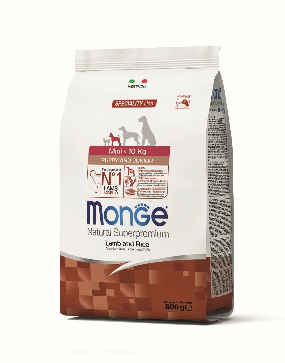 MONGE Hrana za štence malih rasa PUPPY, Jagnjetina i pirinč, 800g