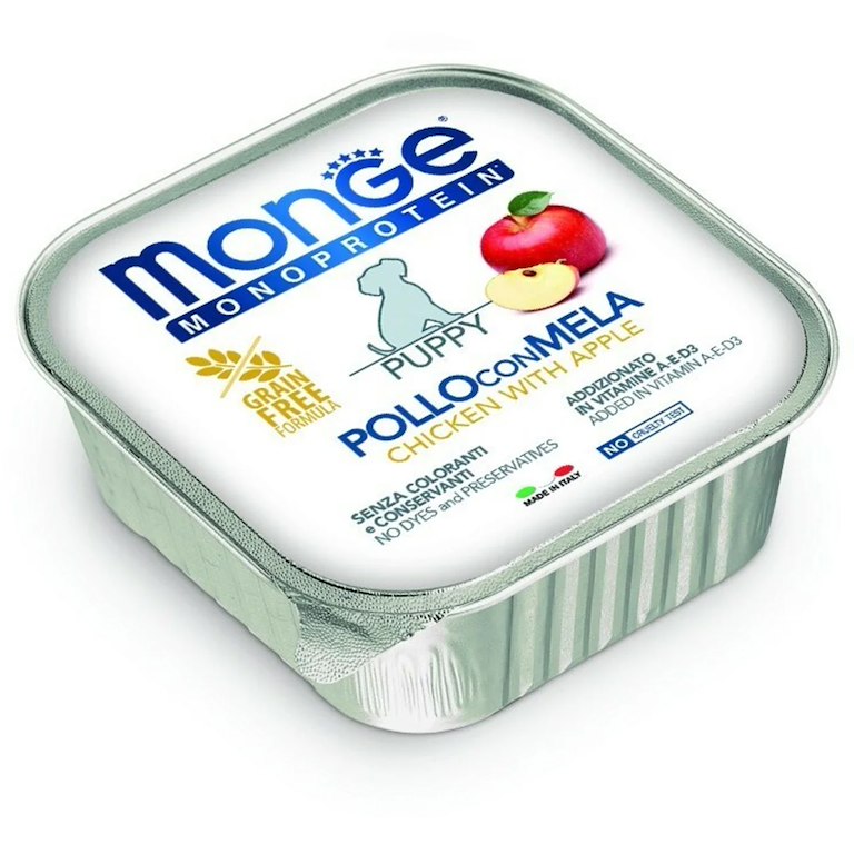 MONGE Fruit Pašteta za pse JUNIOR, Piletina i jabuke, 150g