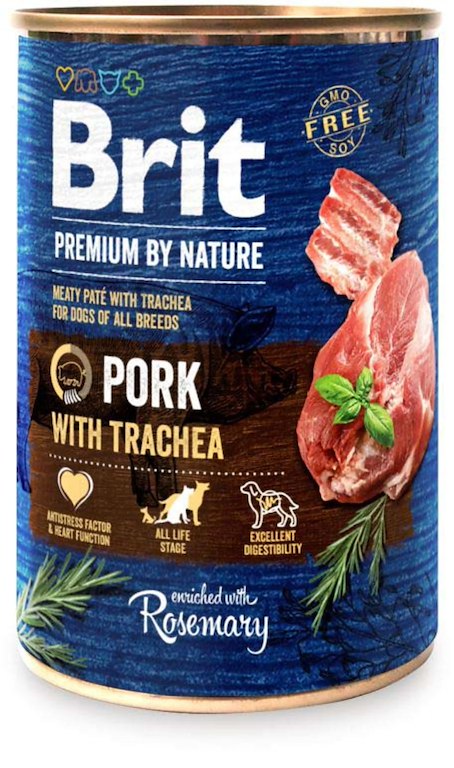 BRIT PREMIUM by Nature, mesna pašteta za pse sa svinjetinom i grkljanima, 400g