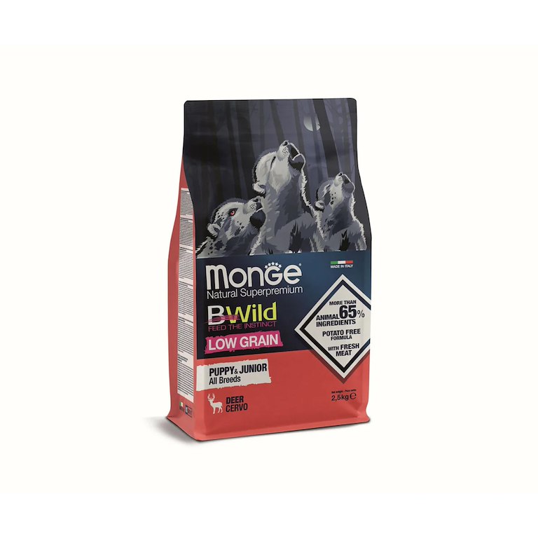 BWILD Hrana za pse Low Grain PUPPY & JUNIOR, Jelen za sve rase, 2,5kg