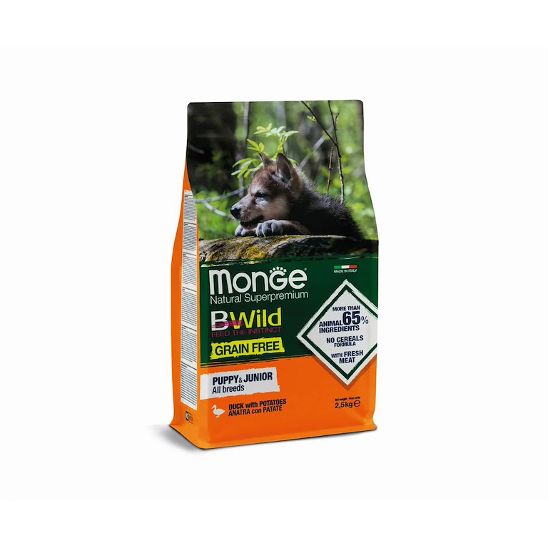 BWILD Hrana za pse Grain Free PUPPY & JUNIOR, Pačetina s krompirom, 2,5kg