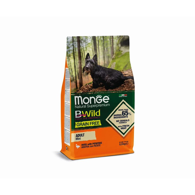 BWILD Hrana za odrasle pse Grain Free, Pačetina s krompirom za mini rase, 2,5kg
