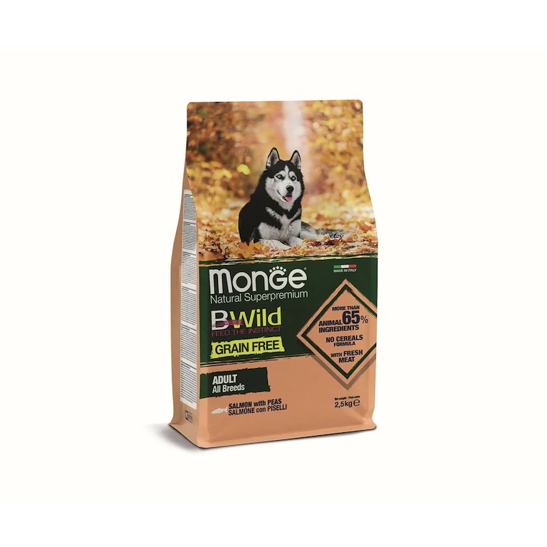 BWILD Hrana za odrasle pse Grain Free, Losos s graškom za sve rase, 2,5kg
