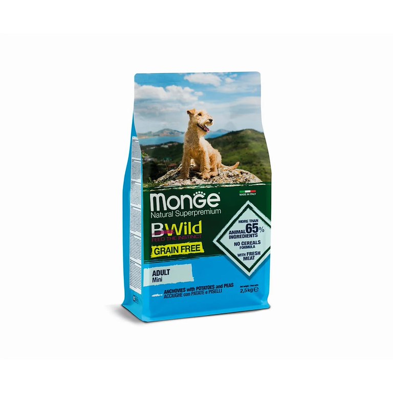 BWILD Hrana za pse Grain Free, Inćun s krompirom i graškom za mini rase, 2,5kg