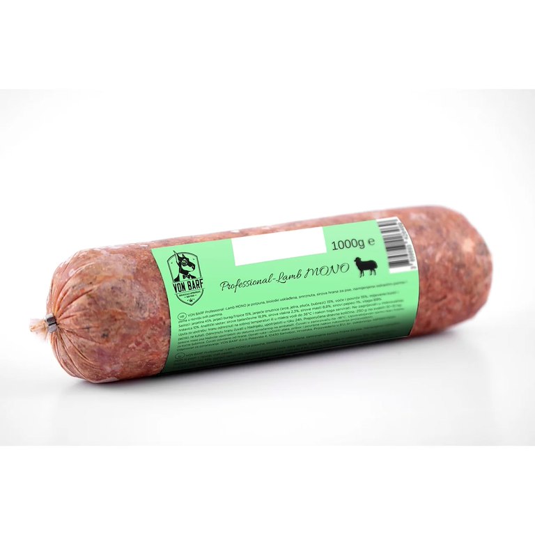 Von BARF Professional Mono, jagnjetina, sirova zamrznuta hrana za pse, 1kg