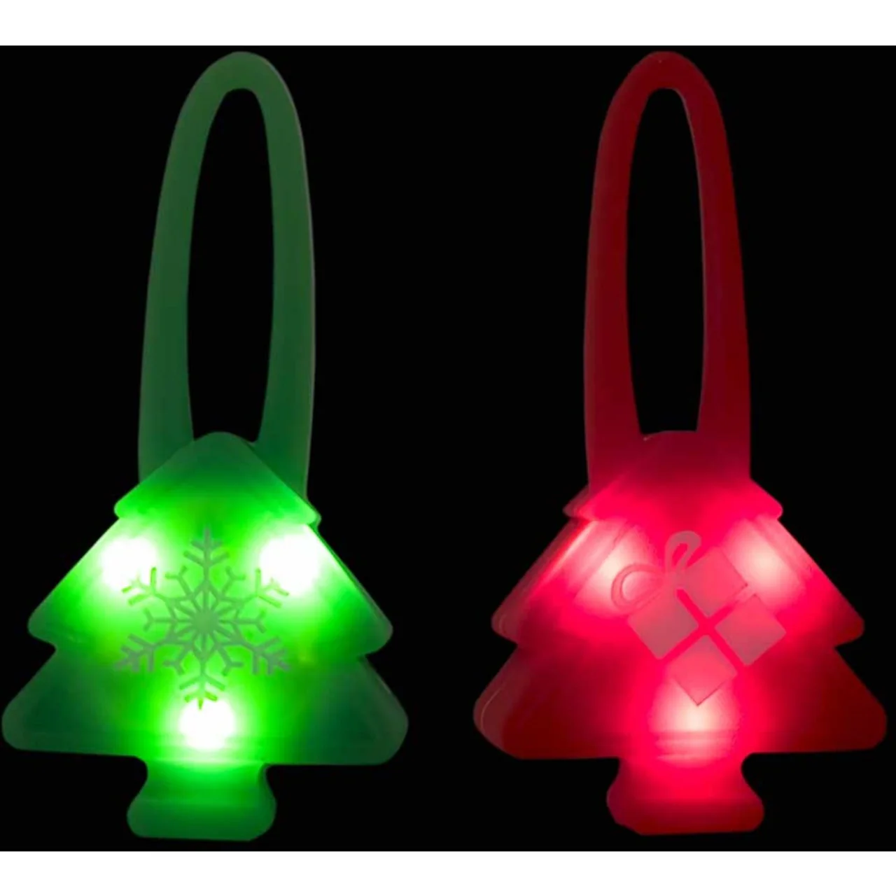NOBBY Božićni privezak Drvce LED, 3 načina osvetljenja, silikonski, 7x3,5cm
