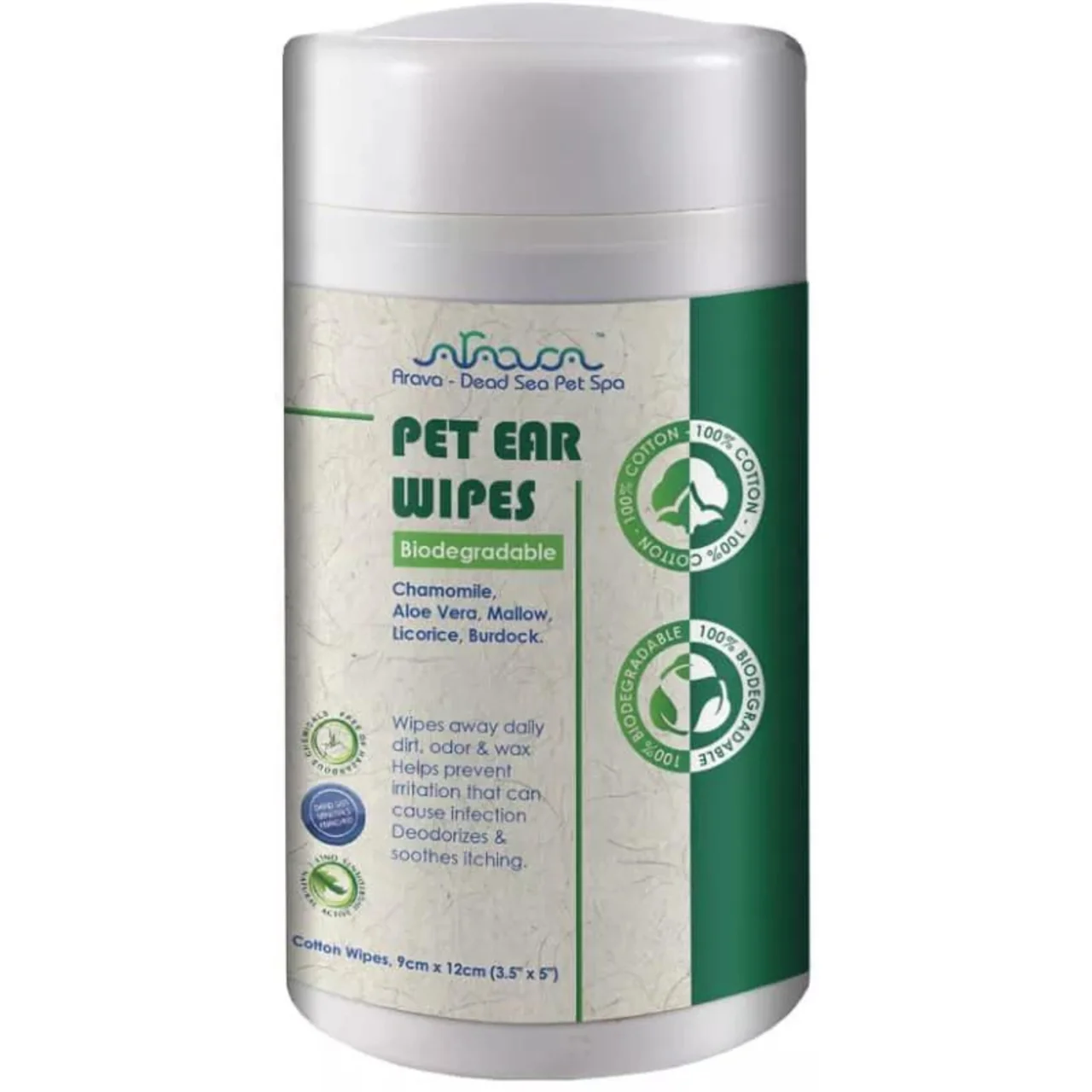 ARAVA Pet Ear Wipes, vlažne maramice za čišćenje ušiju, biorazgradive, 100kom
