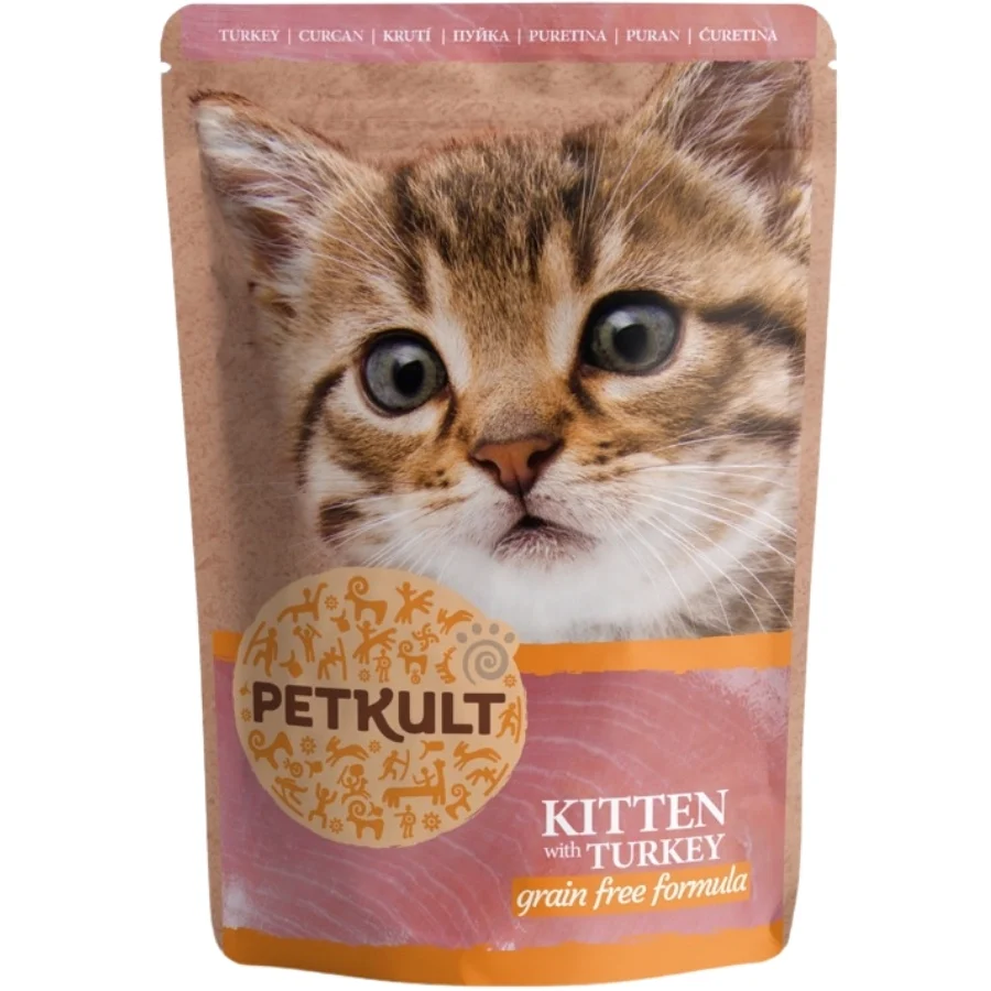 PETKULT kesica s mesnim komadićima, KITTEN ćuretina, bez žitarica, 100g