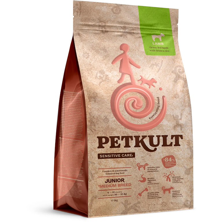PETKULT Sensitive, jagnjetina s pirinčem, JUNIOR Medium