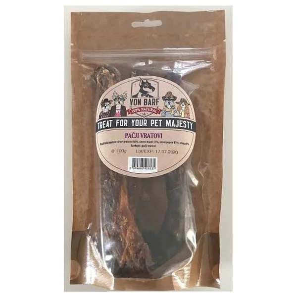 Von BARF Duck Necks, žvakalica za pse, od pačjih vratova, 100g