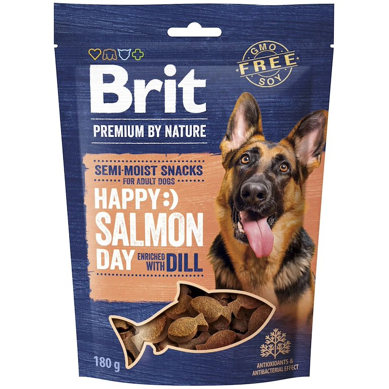BRIT PREMIUM by Nature, poslastica za pse s lososom i mirođijom, 180g