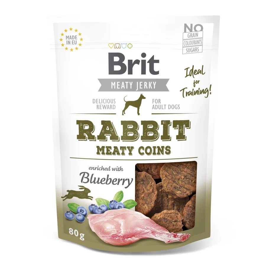 BRIT Jerky Meaty Coins, mesni kolutići sa zečetinom i piletinom, 80g