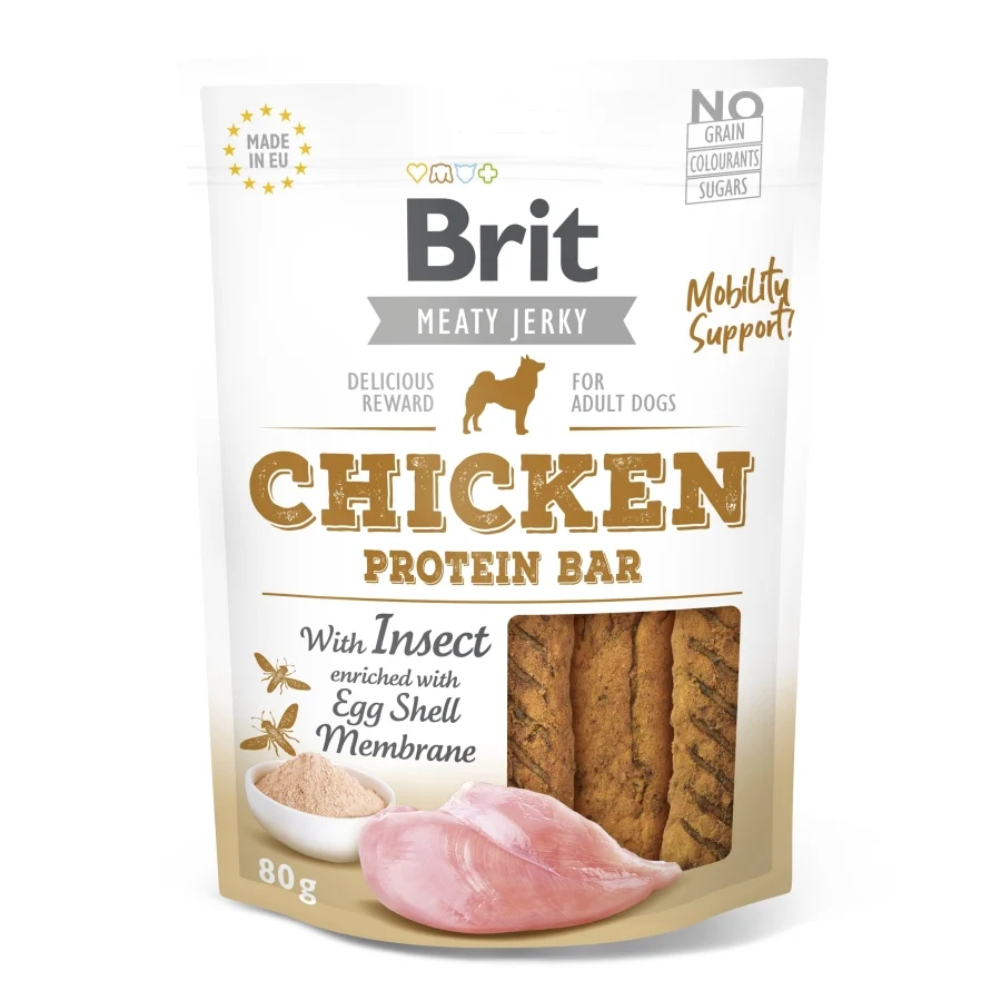 BRIT Jerky Protein Bar, proteinske pločice s piletinom i insektima, 80g