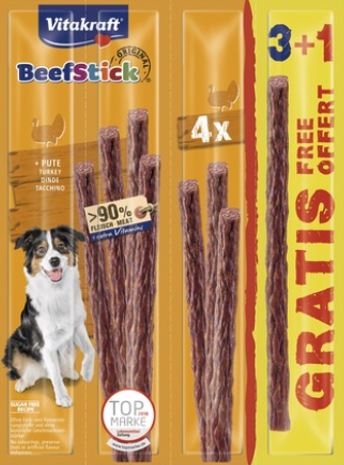 VITAKRAFT Poslastica za pse BeefStick Salami s ćuretinom 4x12g, 3+1 gratis