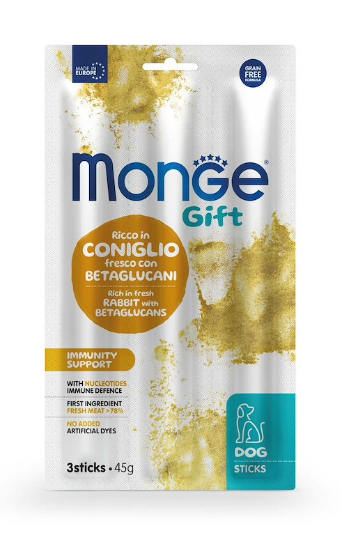 MONGE Gift Dog Poslastica za pse Immunity Support, zečetina i betaglukan, 45g